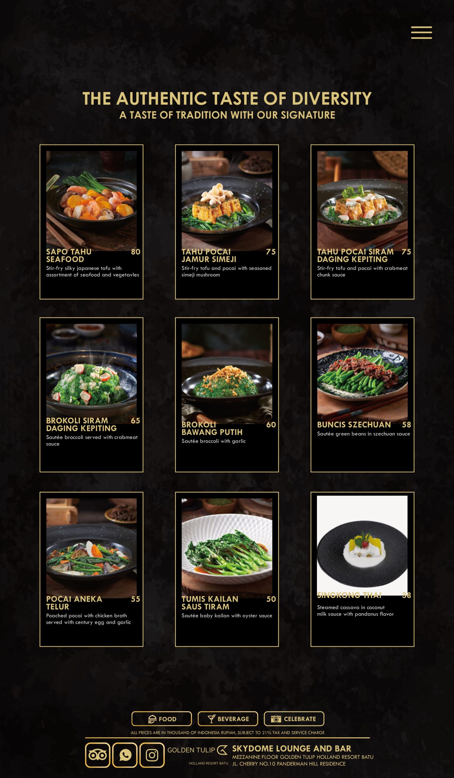 New Menu Skydome - Skydome